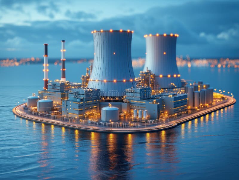 Nuclear Power Plant Industrial Landscape Stock Illustration ...