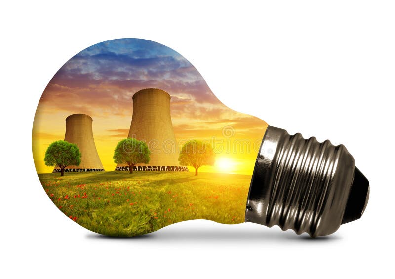 Nuclear Power Plant in Light Bulb Stock Photo - Image of electricity ...