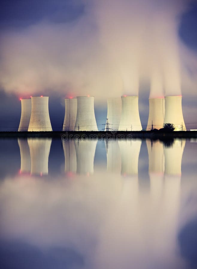 Nuclear Power Plant by Night Stock Image - Image of industry ...