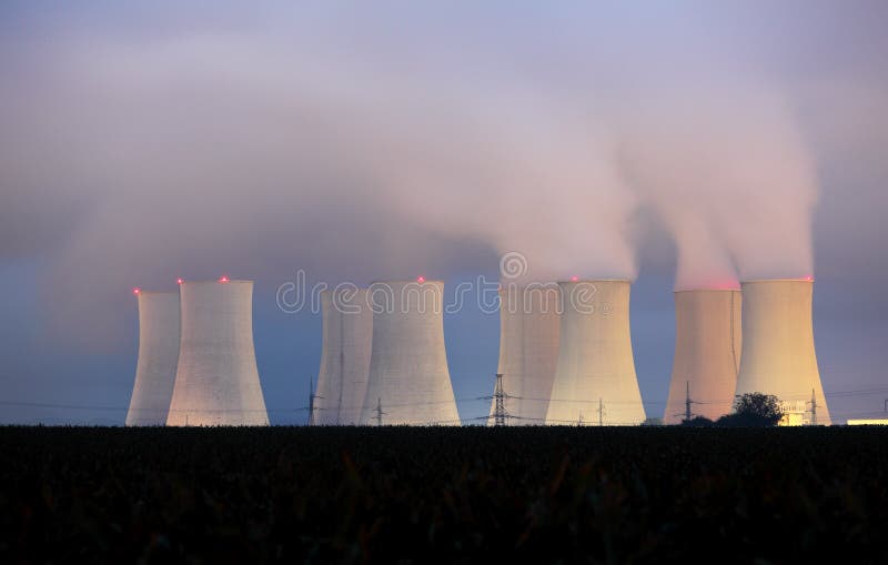Nuclear Power Plant by Night Stock Photo - Image of dark, building ...