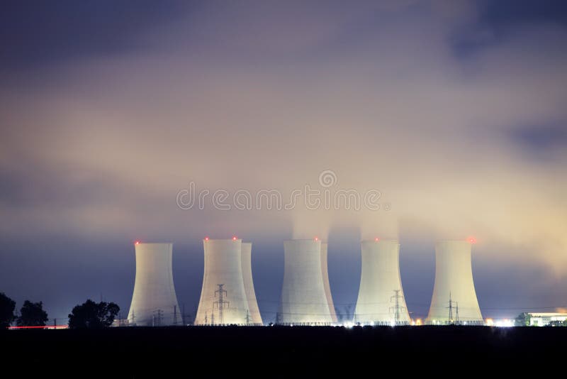 Nuclear Power Plant by Night Stock Photo - Image of night, cooling ...