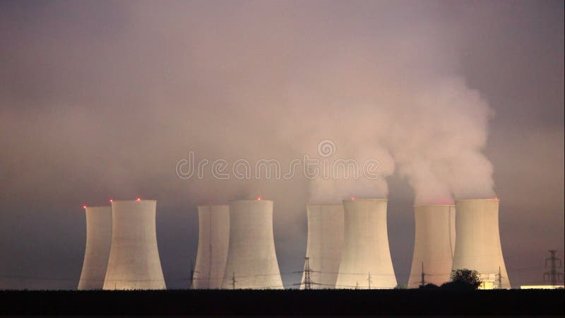 Nuclear Power Plant by Night - Time Lapse Stock Video - Video of ...