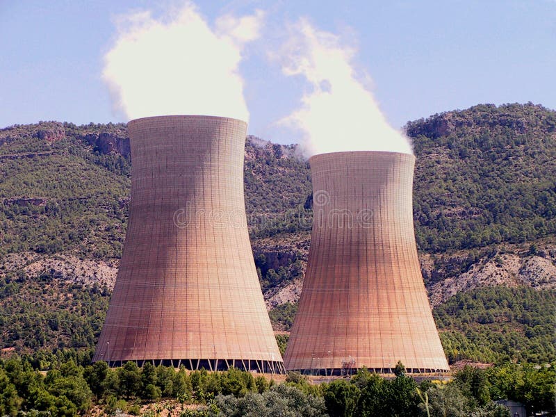Nuclear Power Plant in Operation Stock Image - Image of field, blue ...
