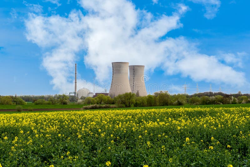 Nuclear Power Plant with Field Stock Image - Image of industry, europe ...