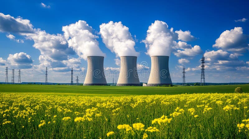 Nuclear Power Plant Side View Full Length Isolate on Transparency ...