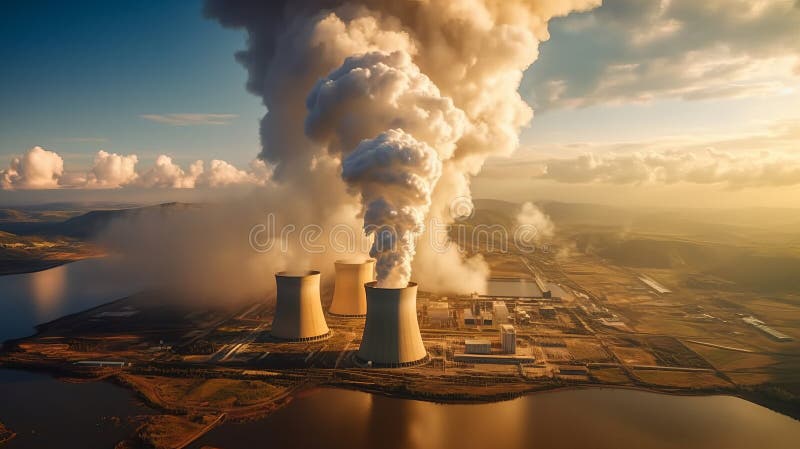 Nuclear Power Plant Smoke Clouds. Generative AI Stock Image - Image of ...