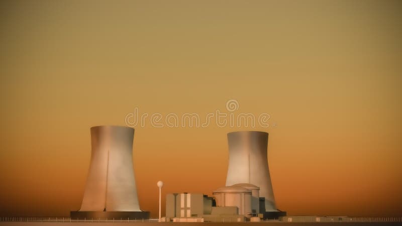 Nuclear Power Plant at Sunset Stock Illustration - Illustration of ...