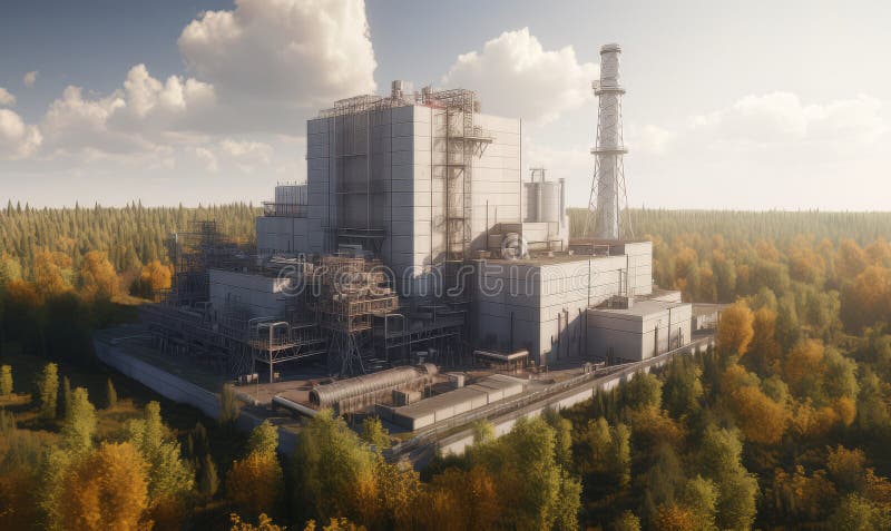 Nuclear Power Plant Surrounded by Trees Made with Generative AI Stock ...