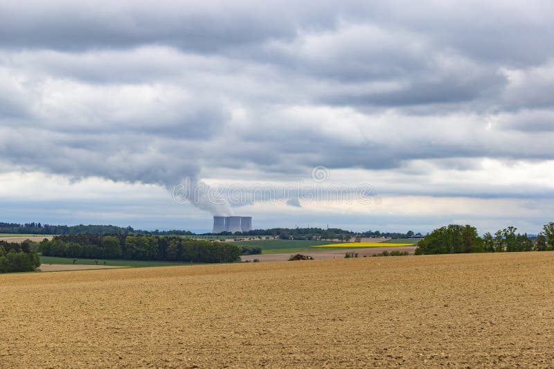 Nuclear Power Plant Temelin on the Horizon. Czechia Stock Image - Image ...