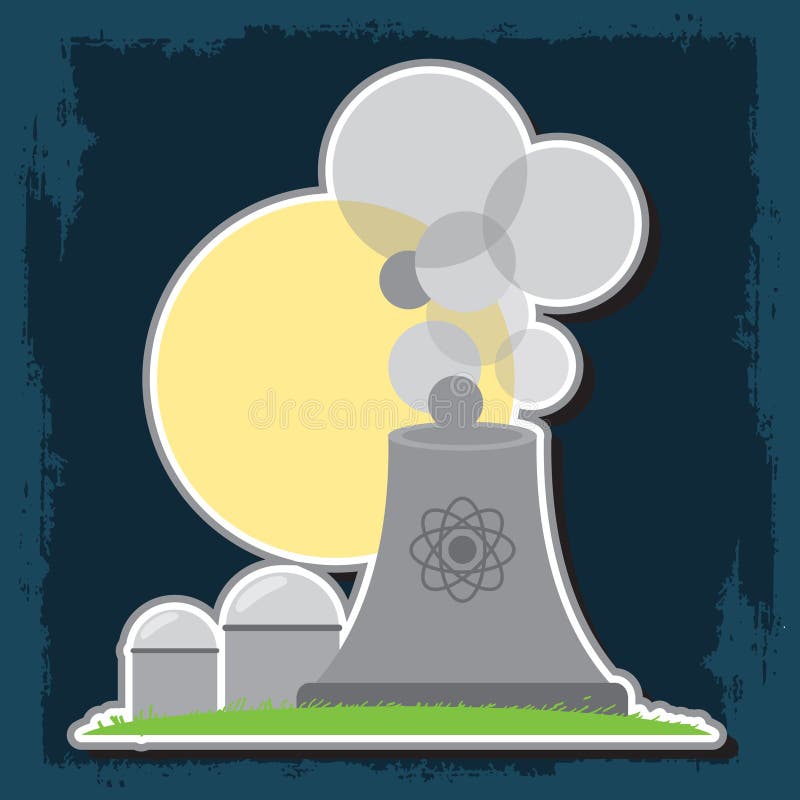 Nuclear Power Plant Black and White Outline Drawing Stock Illustration - Illustration of ...