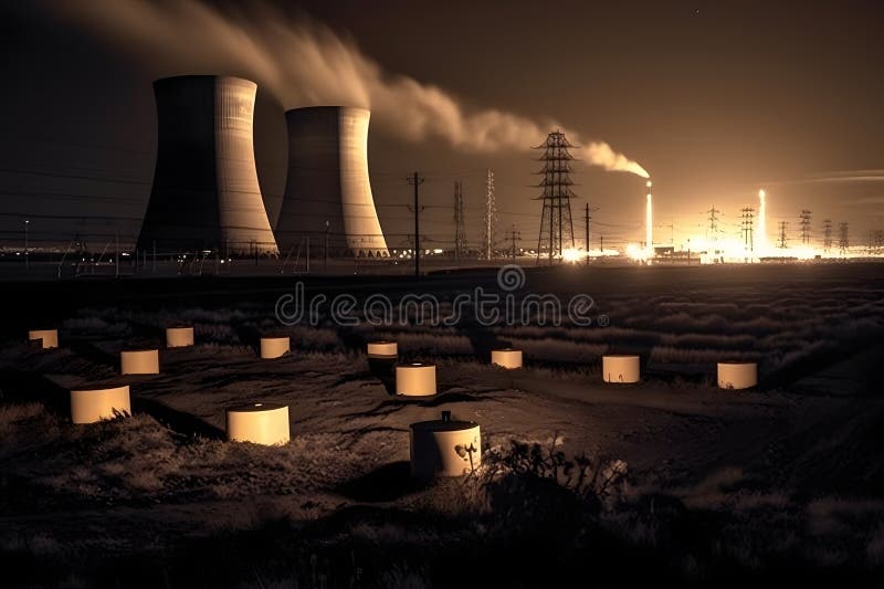 Nuclear Power Station. Generative AI Stock Illustration - Illustration ...