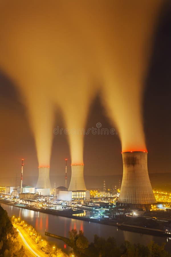 Nuclear Power Station at Night Stock Photo - Image of environmental ...