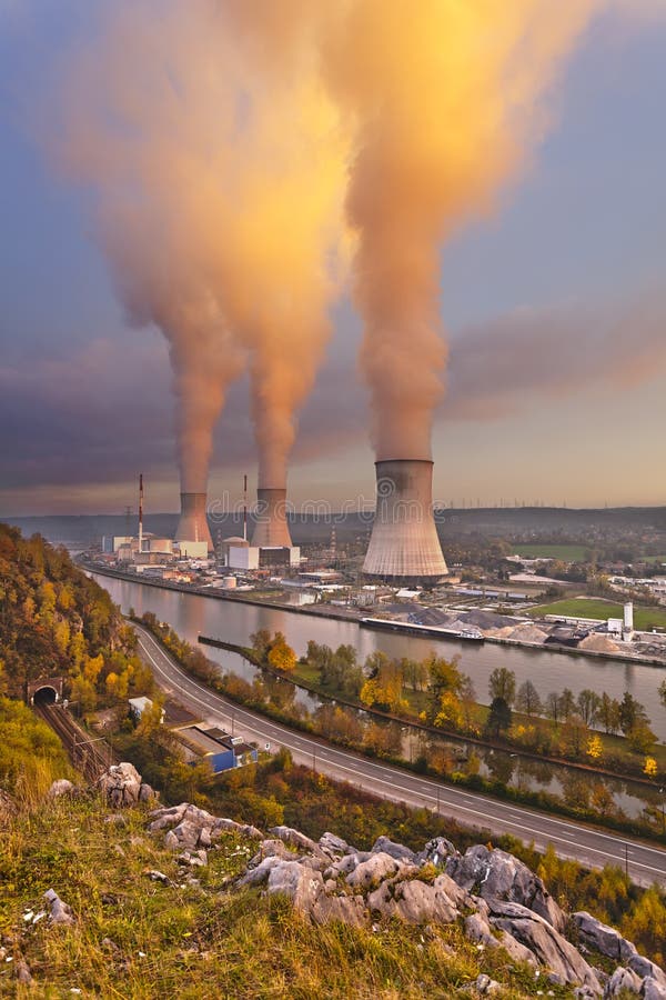 Nuclear Power Station at Sunset Stock Image - Image of cooling, cloud ...