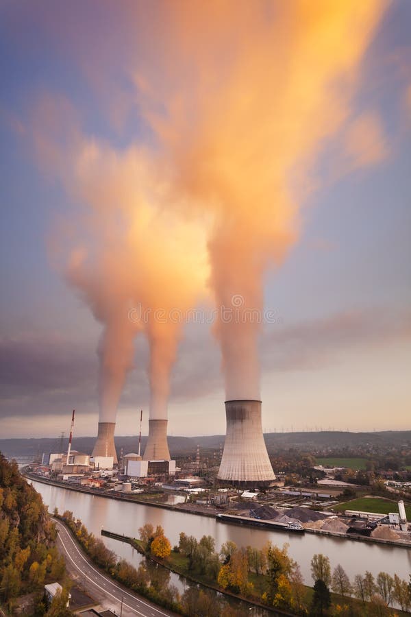 Nuclear Power Station at Sunset Stock Photo - Image of belgium, power ...