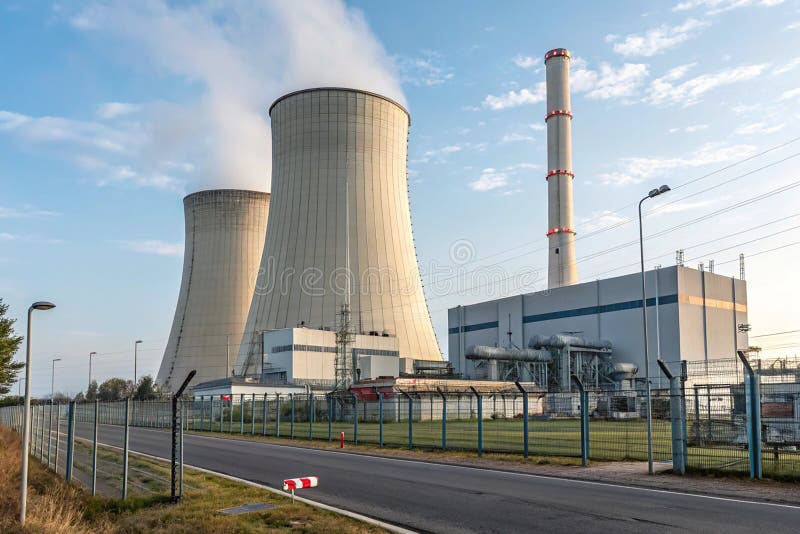 Nuclear Power Station with Two Atomic Reactors Stock Image - Image of ...