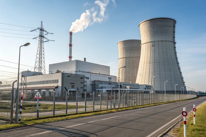 Nuclear Power Station with Two Atomic Reactors Stock Photo - Image of ...