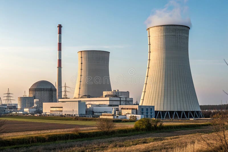 Nuclear Power Station with Two Atomic Reactors Stock Image - Image of ...