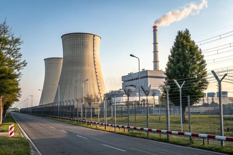Nuclear Power Station with Two Atomic Reactors Stock Image - Image of ...