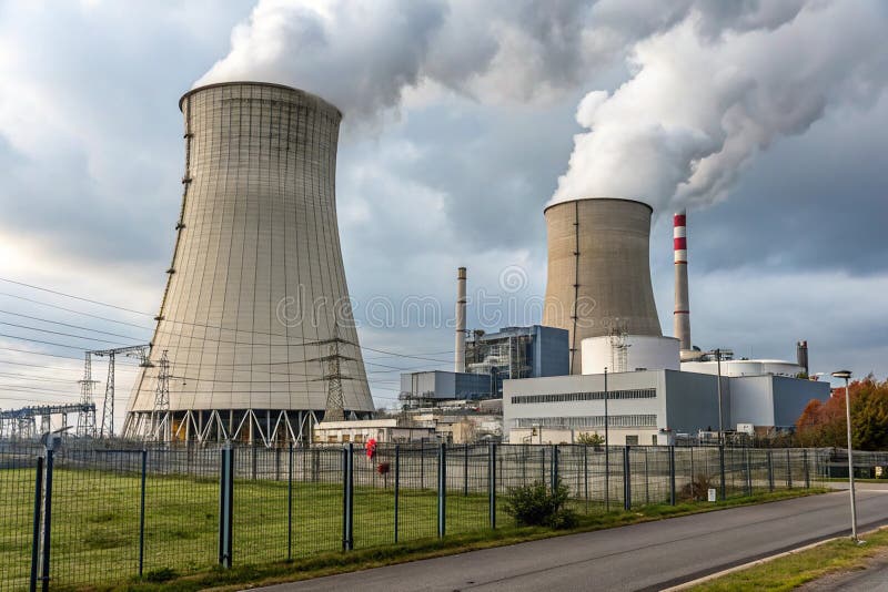 Nuclear Power Station with Two Atomic Reactors Stock Photo - Image of ...