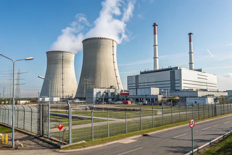 Nuclear Power Station with Two Atomic Reactors Stock Image - Image of ...