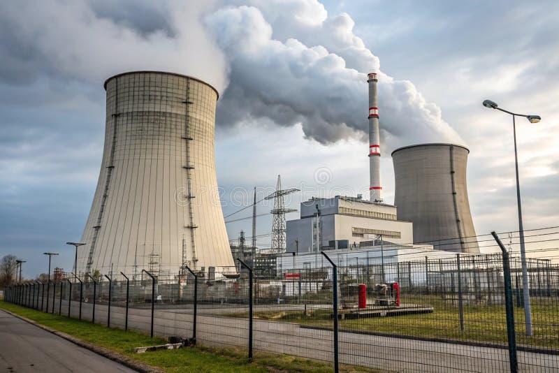 Nuclear Power Station with Two Atomic Reactors Stock Image - Image of ...