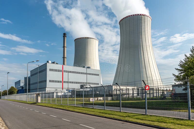 Nuclear Power Station with Two Atomic Reactors Stock Image - Image of ...