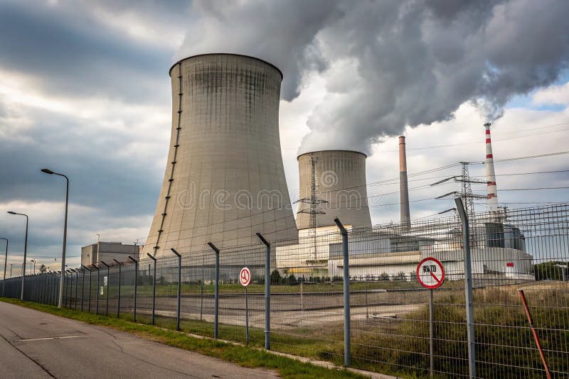 Nuclear Power Station with Two Atomic Reactors Stock Photo - Image of ...