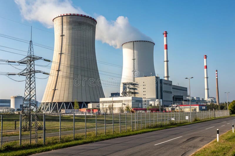 Nuclear Power Station with Two Atomic Reactors Stock Image - Image of ...