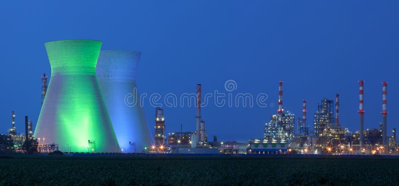 Nuclear Power Station Under Blue Sky Stock Image - Image of horizontal ...