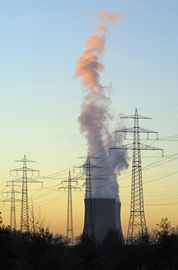 Nuclear power sunset stock image. Image of power, plant - 4486463