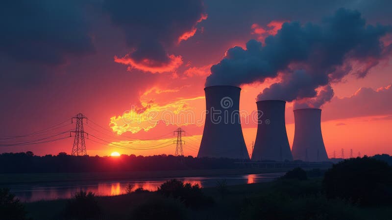 Nuclear Power Units at Night Stock Image - Image of generator, reactor ...