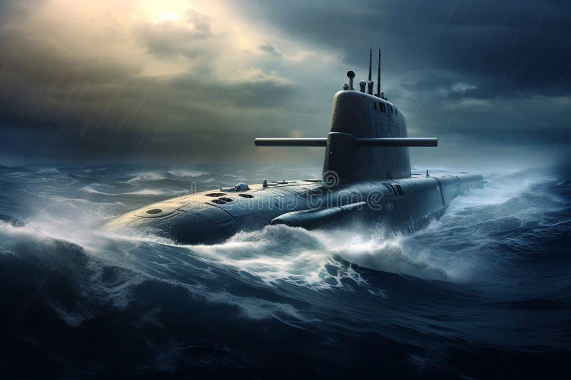 Nuclear Powered Cruise Missile Fast Attack Submarine Surfacing in the ...