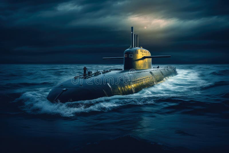 Nuclear Powered Cruise Missile Fast Attack Submarine Surfacing in the ...