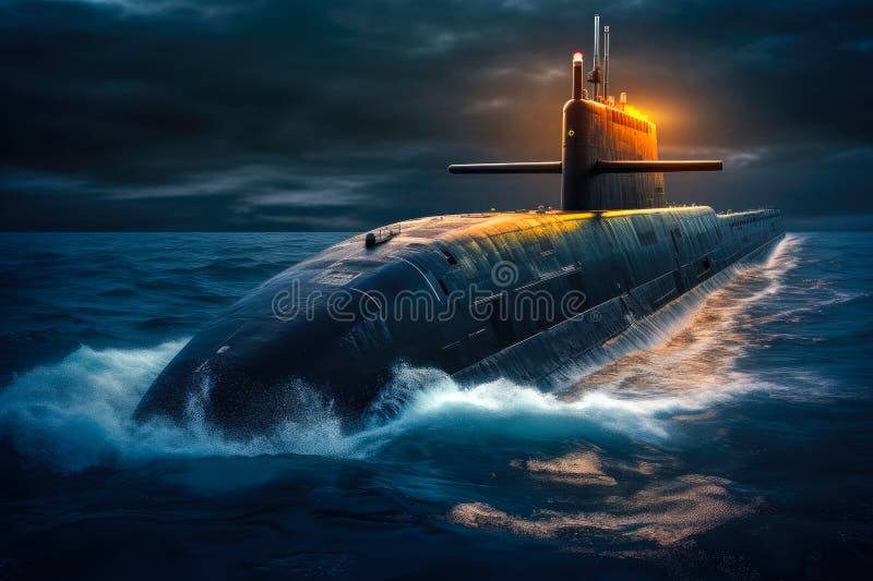 Nuclear Powered Cruise Missile Fast Attack Submarine Surfacing in the ...