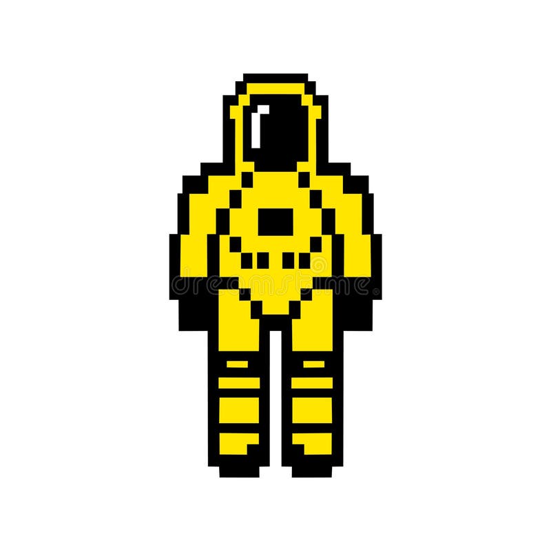 Nuclear Protection Yellow Suit in Pixel Art Stock Illustration ...