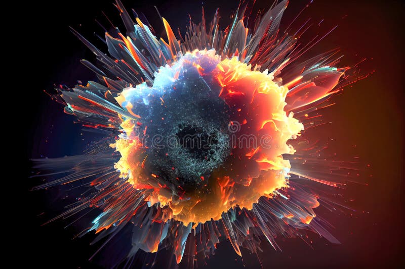 Nuclear Reaction Atomic Particle Explosions Illustration Stock Illustration Illustration Of