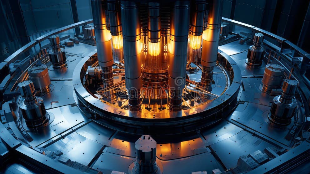 Nuclear Reactor Core with Fuel Rods in Place Stock Illustration ...