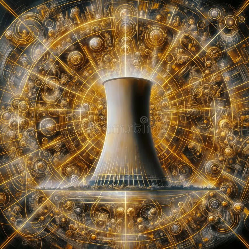 Intricate Golden-hued Nuclear Reactor Amidst a Steampunk-inspired ...