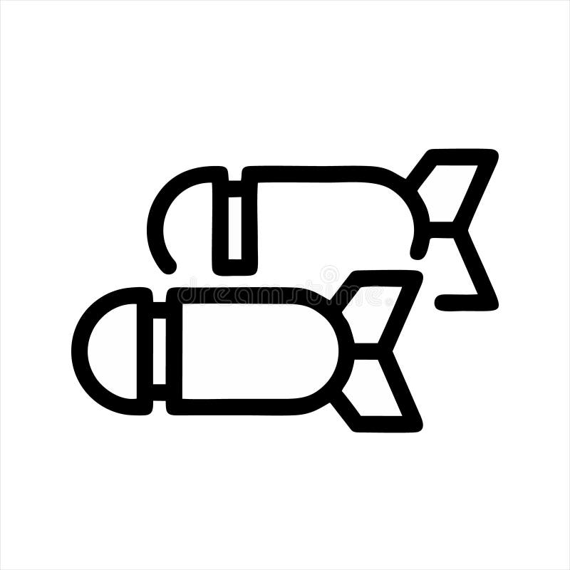 Nuclear Rocket Air Bomb, Atomic Bombshell. Flat Vector Icon ...