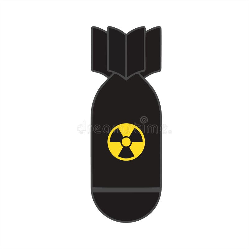 Nuclear Rocket Air Bomb, Atomic Bombshell. Flat Vector Icon ...