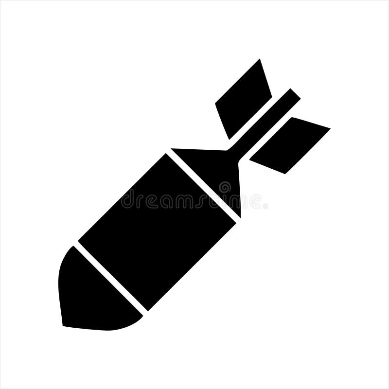 Nuclear Rocket Air Bomb, Atomic Bombshell. Flat Vector Icon ...