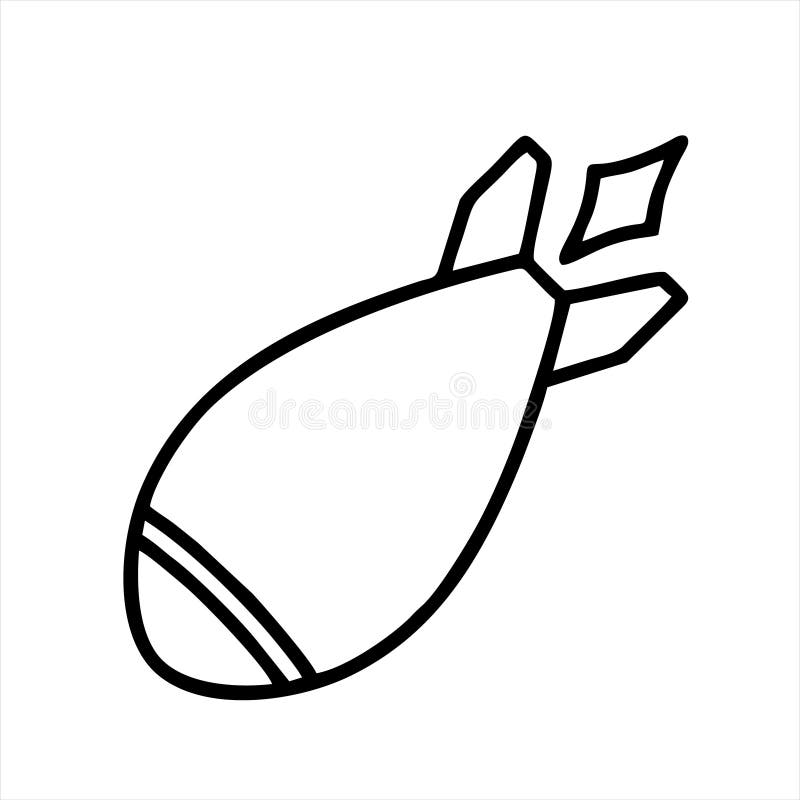 Nuclear Rocket Air Bomb, Atomic Bombshell. Flat Vector Icon ...