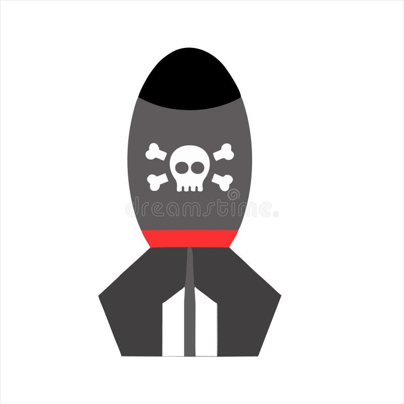 Nuclear Rocket Air Bomb, Atomic Bombshell. Flat Vector Icon ...