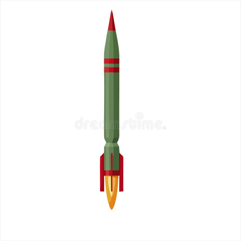 Nuclear Rocket Air Bomb, Atomic Bombshell. Flat Vector Icon ...