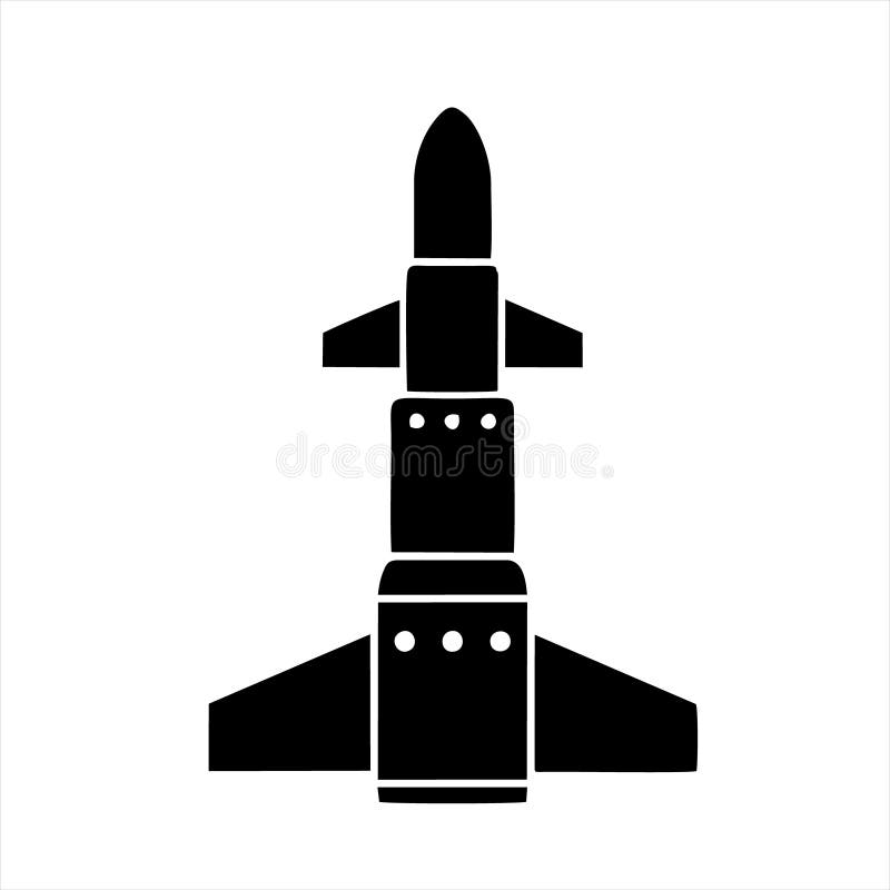 Nuclear Rocket Air Bomb, Atomic Bombshell. Flat Vector Icon ...
