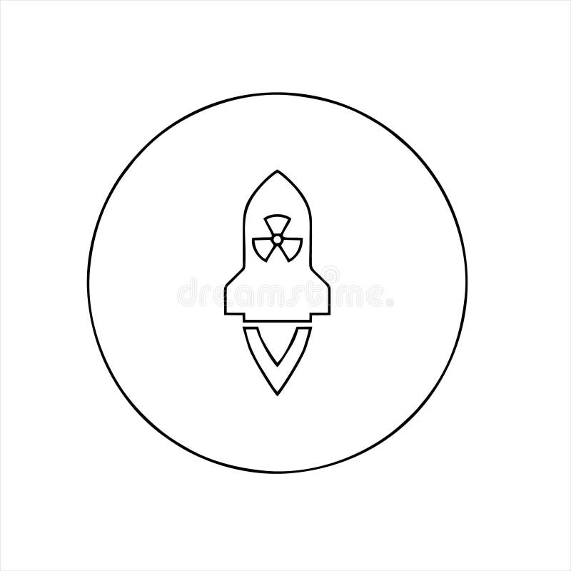 Nuclear Rocket Air Bomb, Atomic Bombshell. Flat Vector Icon ...