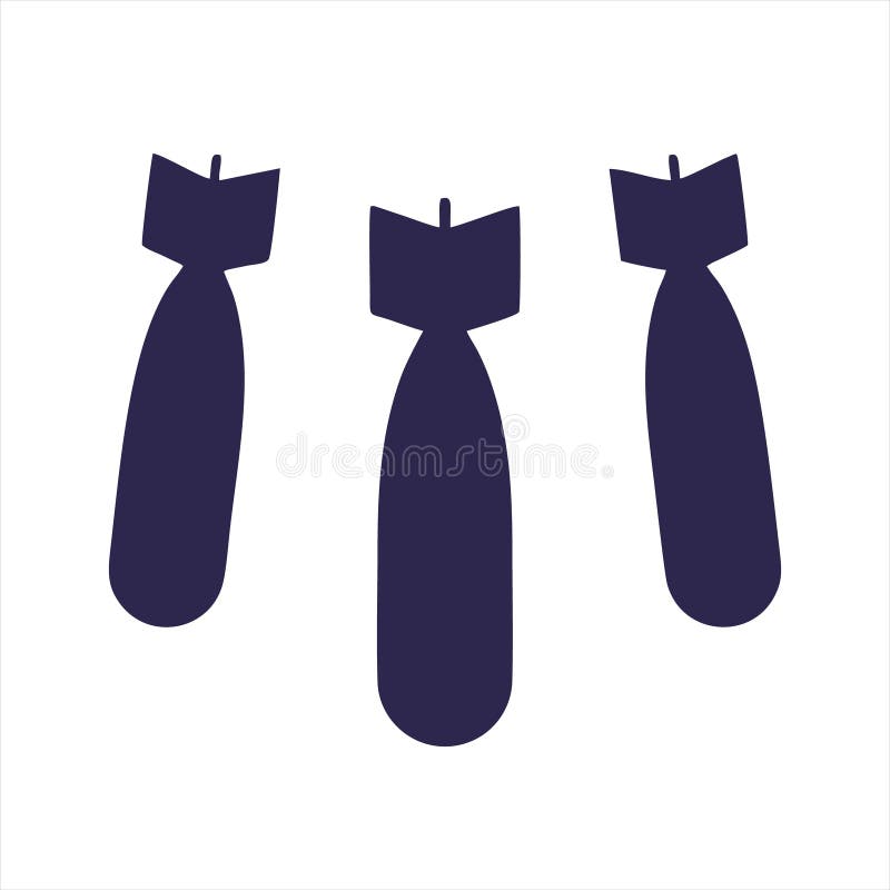 Nuclear Rocket Air Bomb, Atomic Bombshell. Flat Vector Icon ...