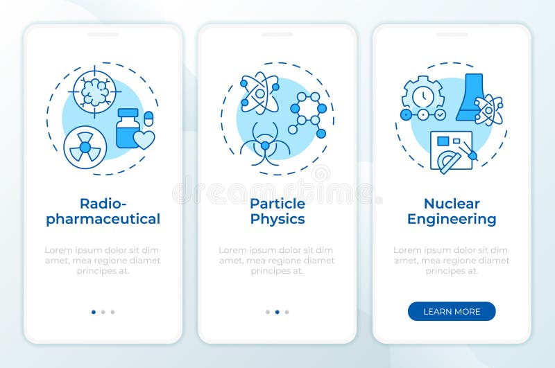 Nuclear Sciences Blue Onboarding Mobile App Screen Stock Illustration ...