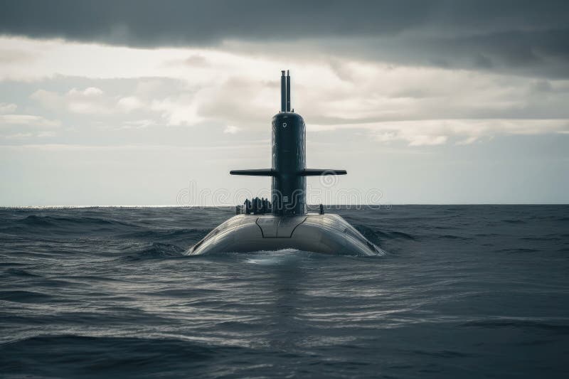 Nuclear Submarine Surfaced in the Ocean. Created with Generative AI ...