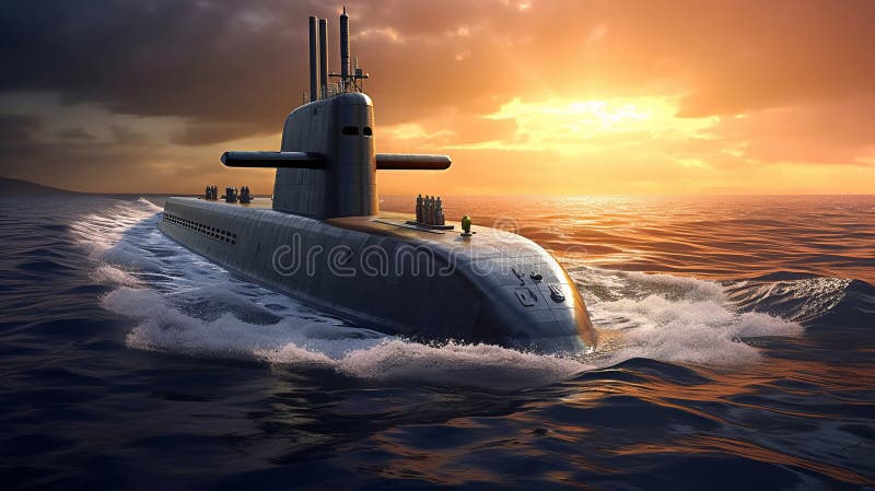 Nuclear Submarine Surfacing. Generative AI. Stock Illustration ...